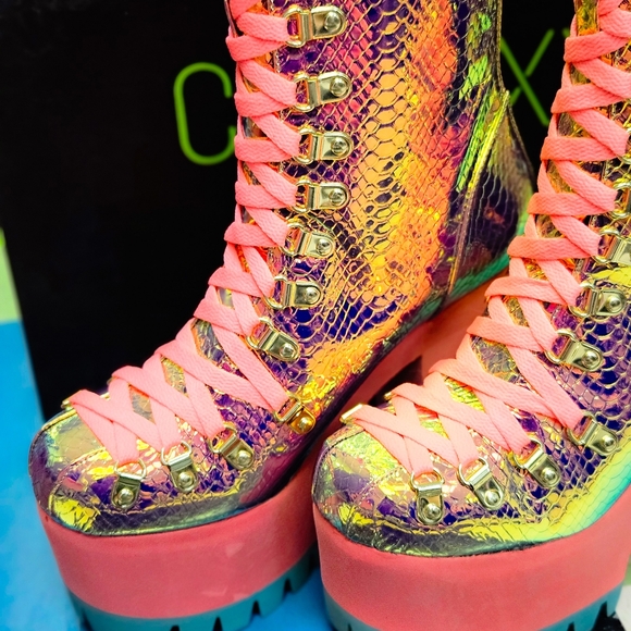 Dolls Kill | Shoes | Nib Poisonous Vixen Snake Platform Boots Club Exx ...